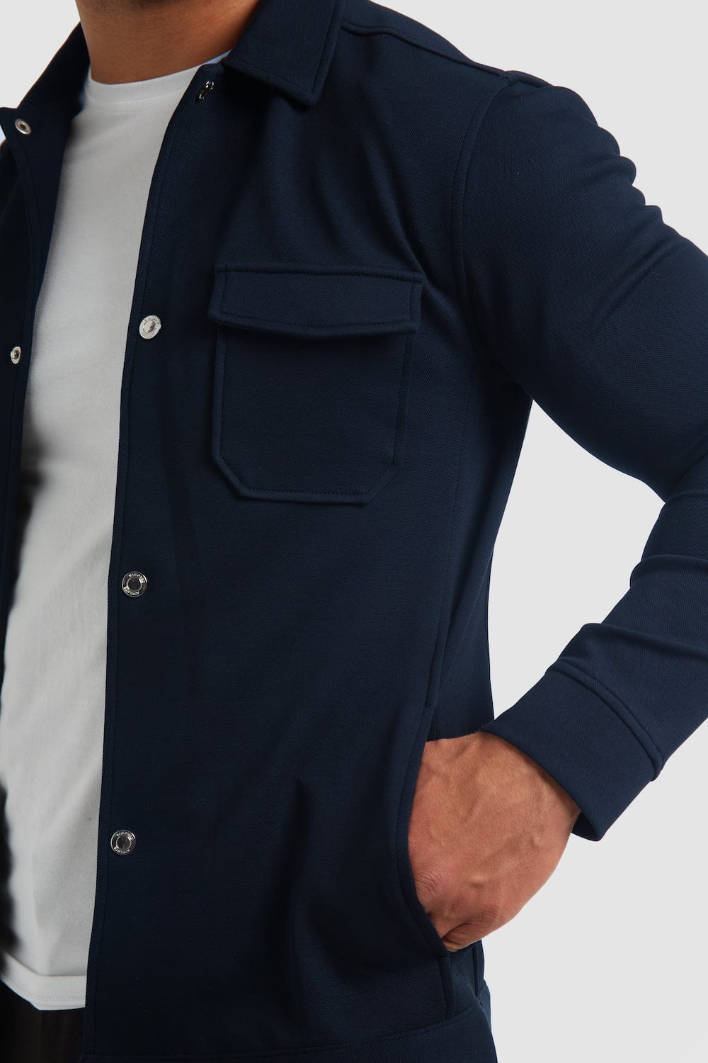 Jersey Shacket in Navy - TAILORED ATHLETE - USA