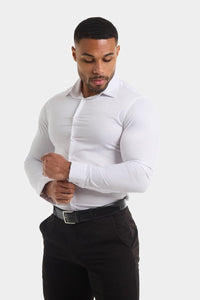 Essential Double Cuff Shirt in White Elegant and Classic