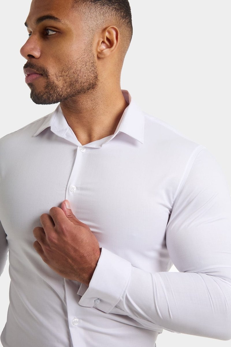 Essential Double Cuff Shirt in White Elegant and Classic