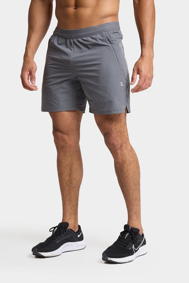 Comfortable grey training shorts for flexible workouts