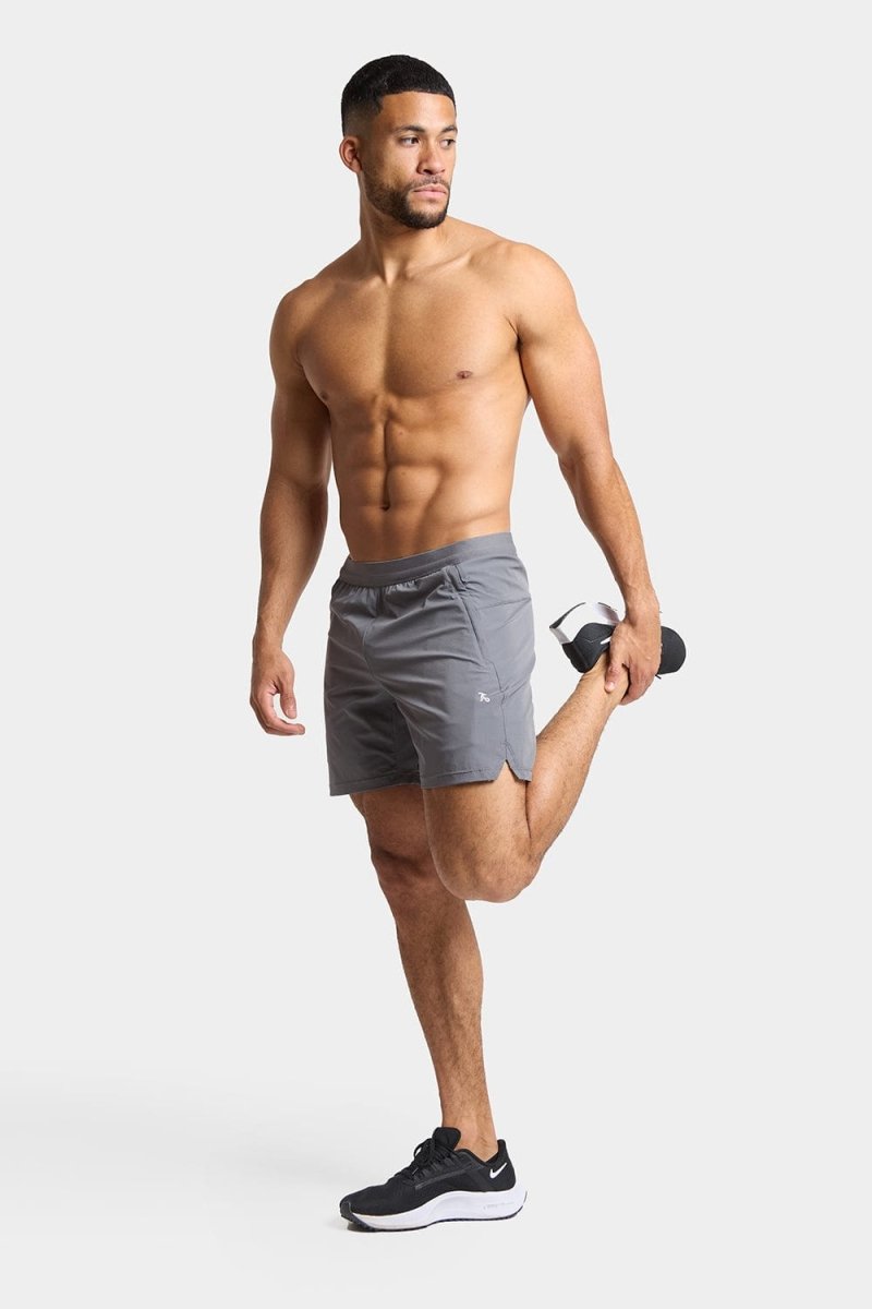 Comfortable grey training shorts for flexible workouts
