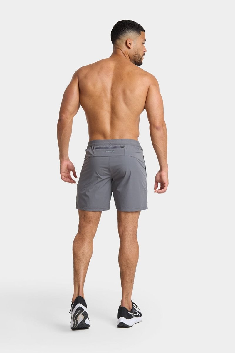Comfortable grey training shorts for flexible workouts